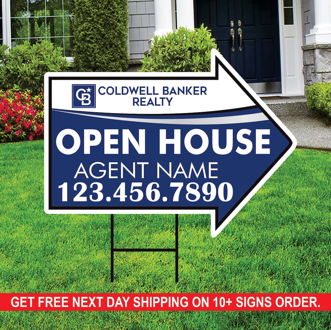 Coldwell Banker Open House Arrow Shaped Yard Signs 18 X 24, 2 Sided ...
