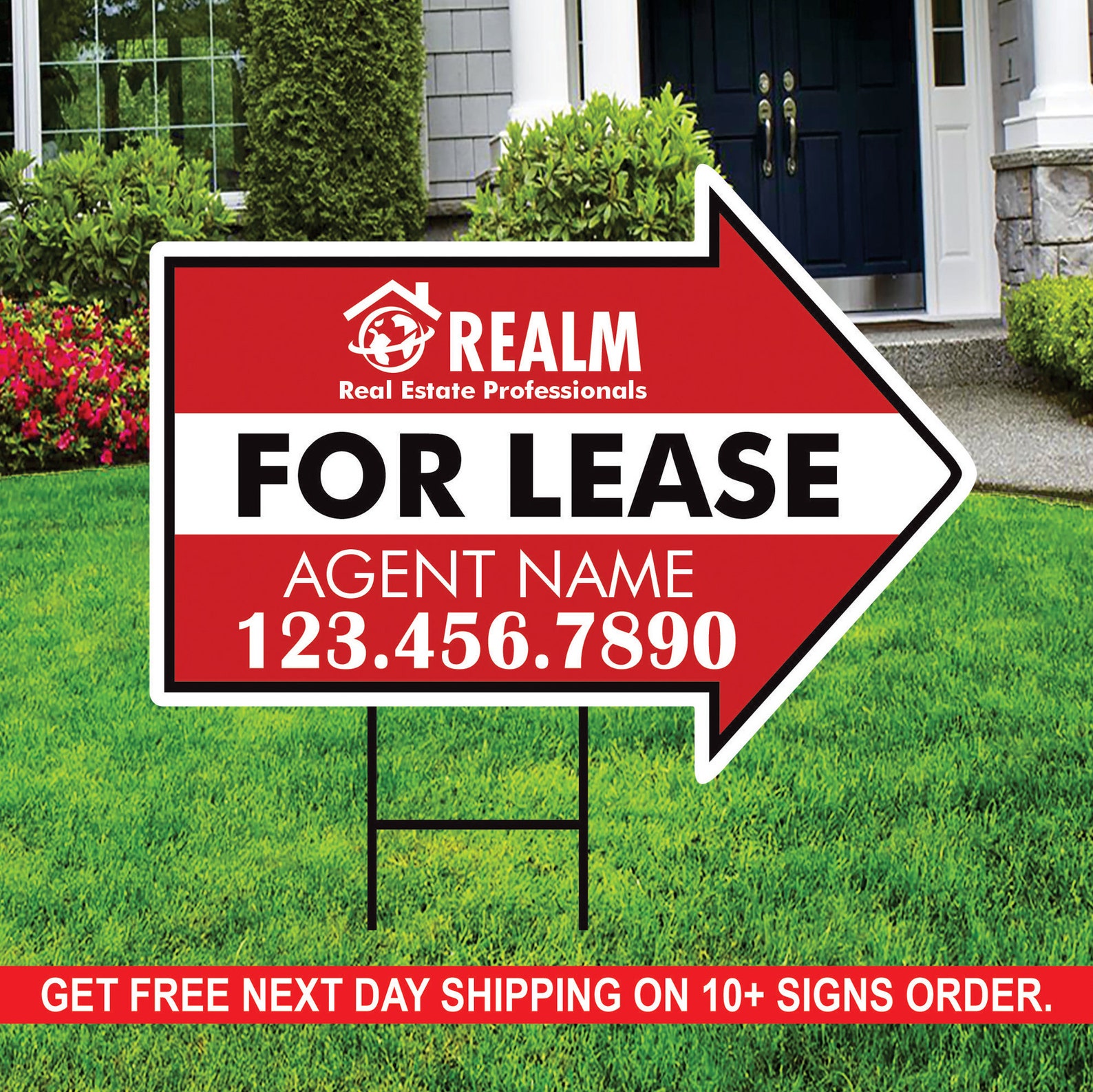 Realm for Lease Arrow Shaped Yard Signs 18" X 24", 2 Sided Coroplast ...