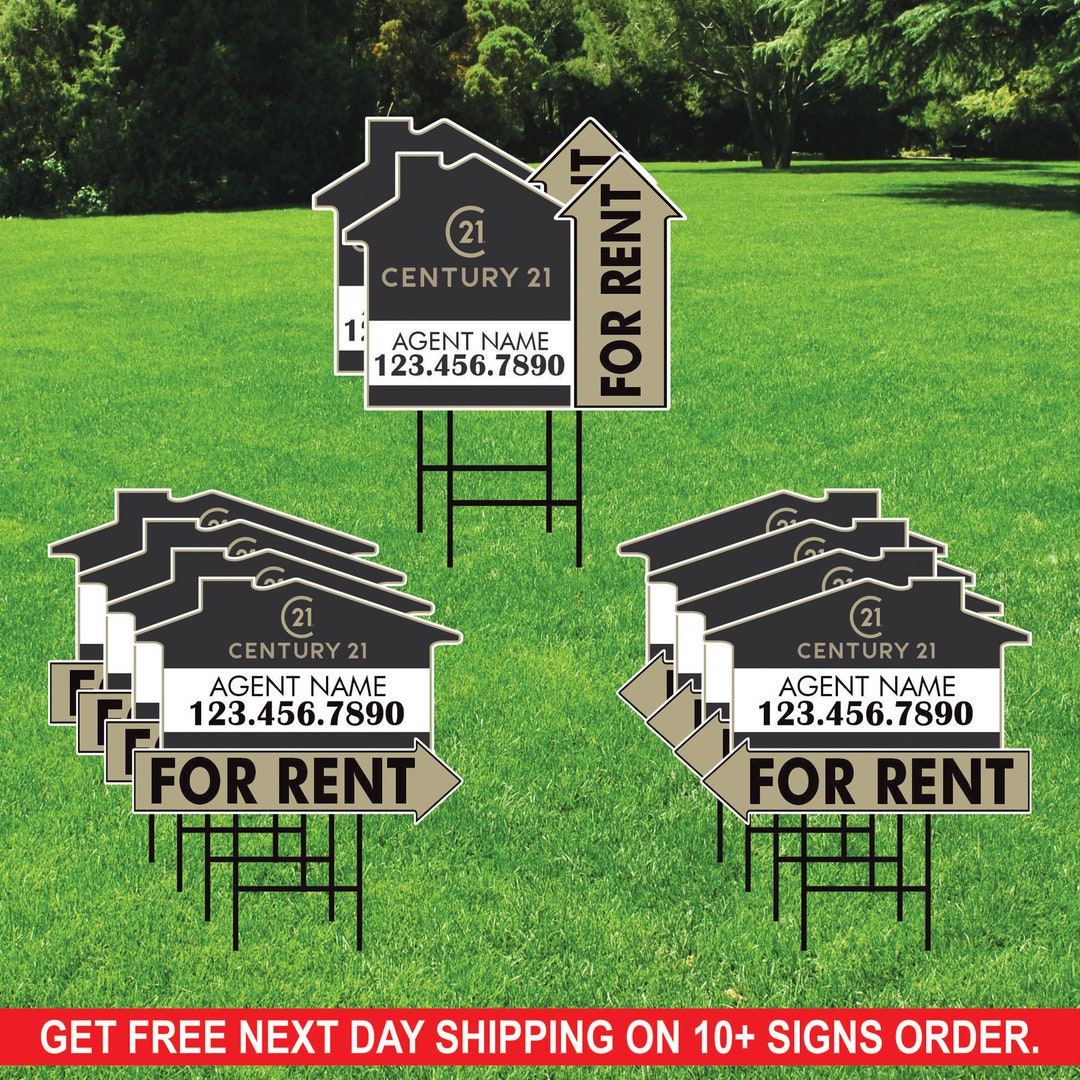 10 Pack Century 21 Custom for Rent Arrow Yard Sign, 2 Sided Add Your ...