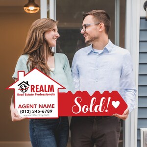 Realm Personalized Real Estate Marketing Key Cutout Sign, Customized ...