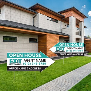 2 Pack EXIT Realty Open House Arrow Shaped Yard Signs 23" X 10 ...