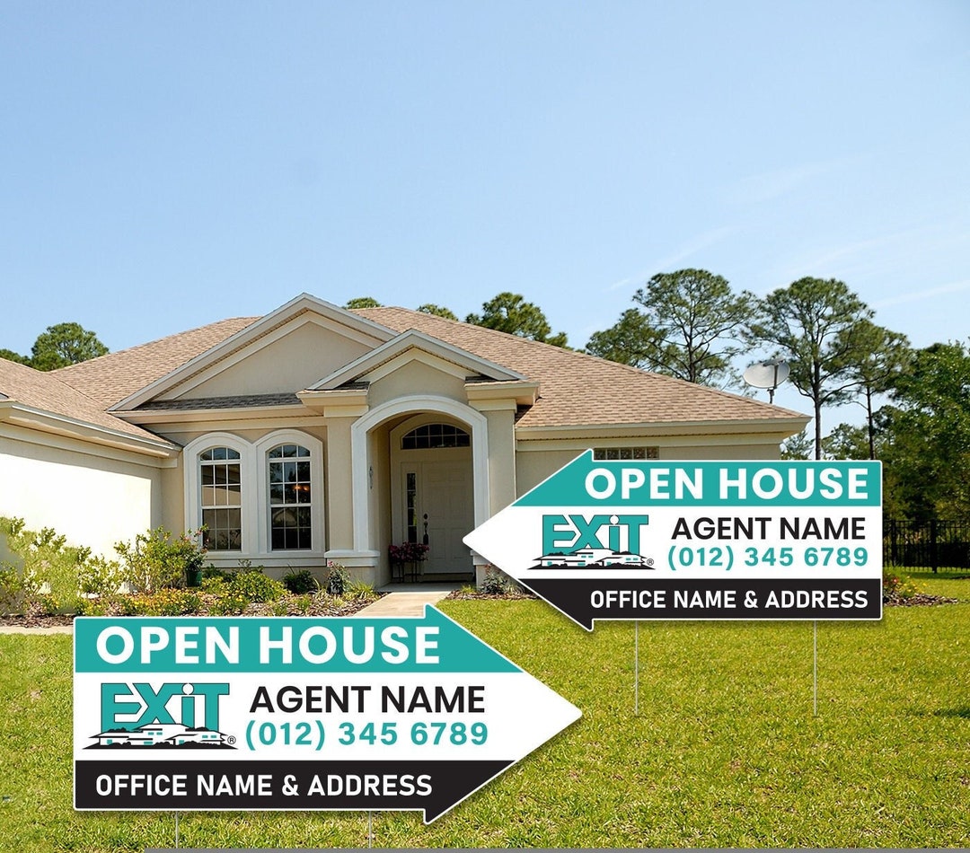 2 Pack EXIT Realty Open House Arrow Shaped Yard Signs 23" X 10 ...