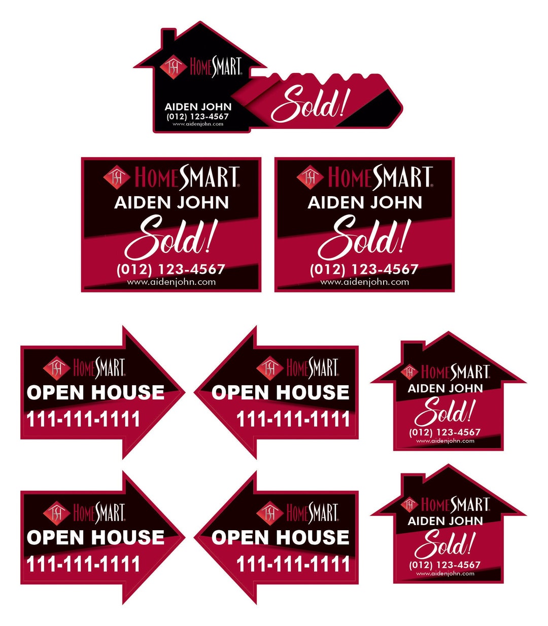 9pcs Homesmart Personalized Real Estate Marketing Set, Key Cutout Yard ...