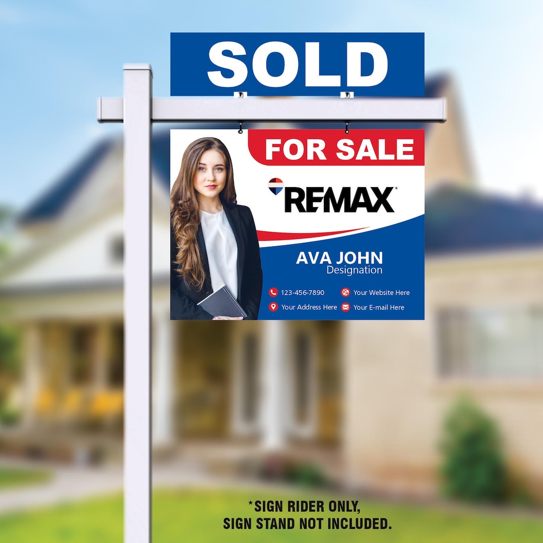 Remax Custom Aluminum Real Estate Sign Panel & Rider - 24”X18” Thick ...