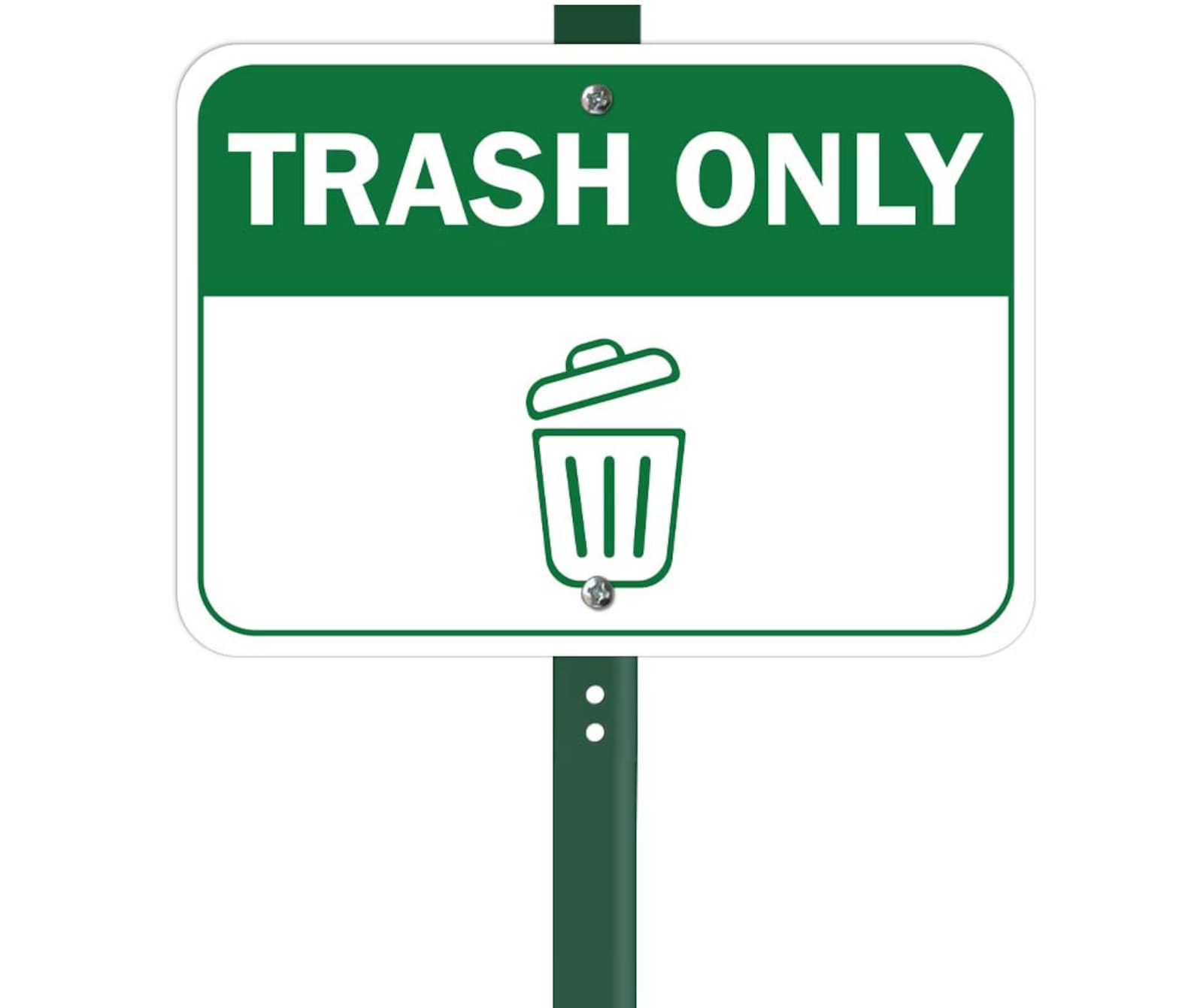 Aluminum Trash Only Sign - Durable Metal Litter Signage With Easy Wall ...