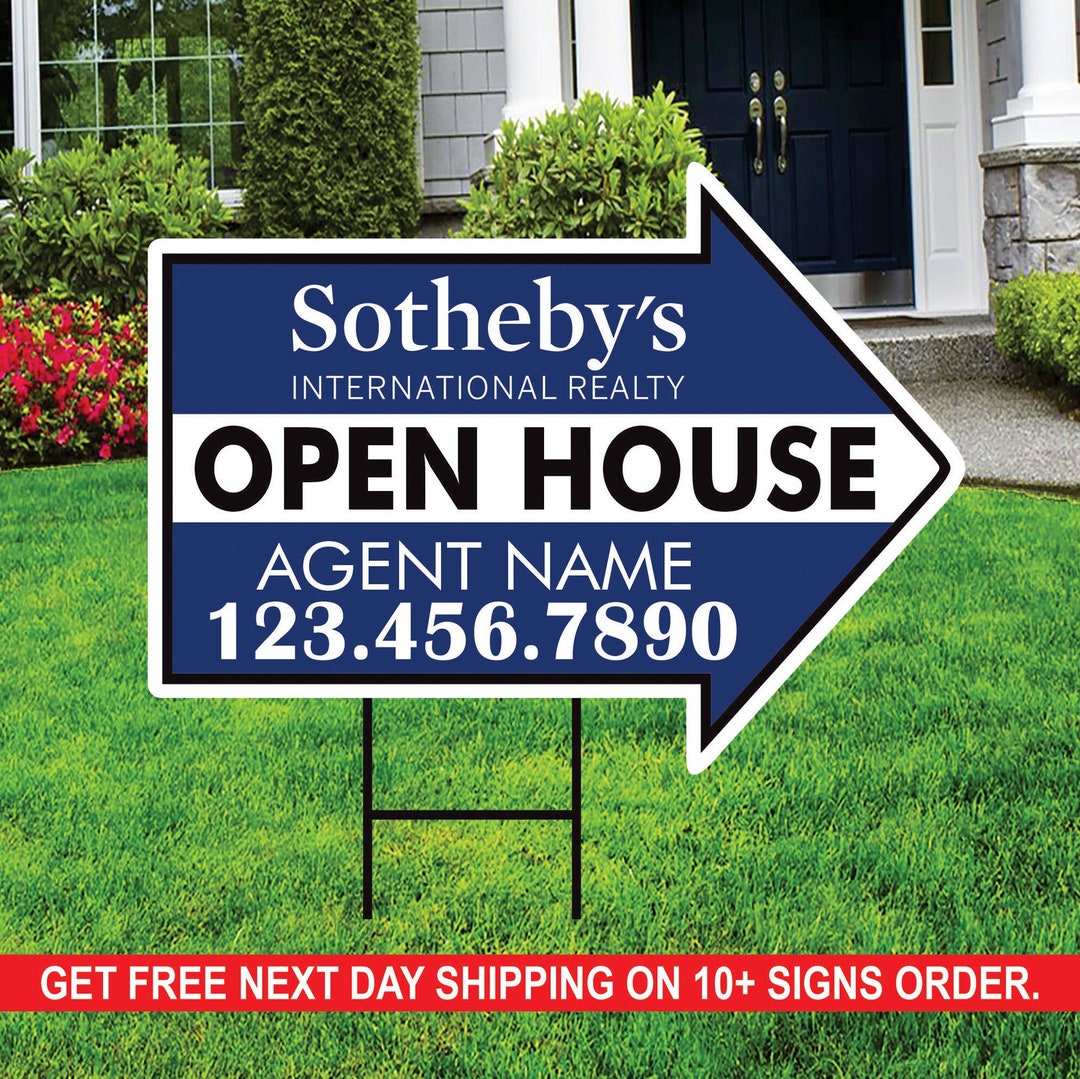 Sotheby Open House Arrow Shaped Yard Signs 18 X 24, 2 Sided Coroplast ...