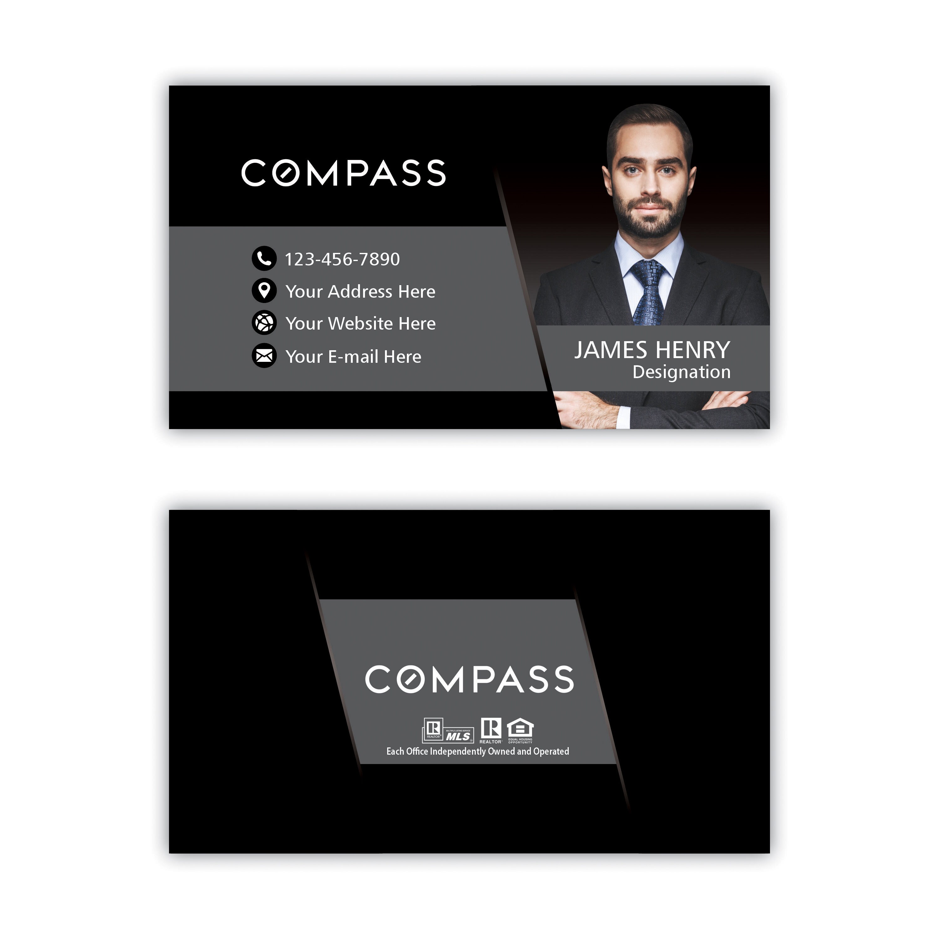 COMPASS Custom Real Estate Business Card Two-sided Customized - Etsy