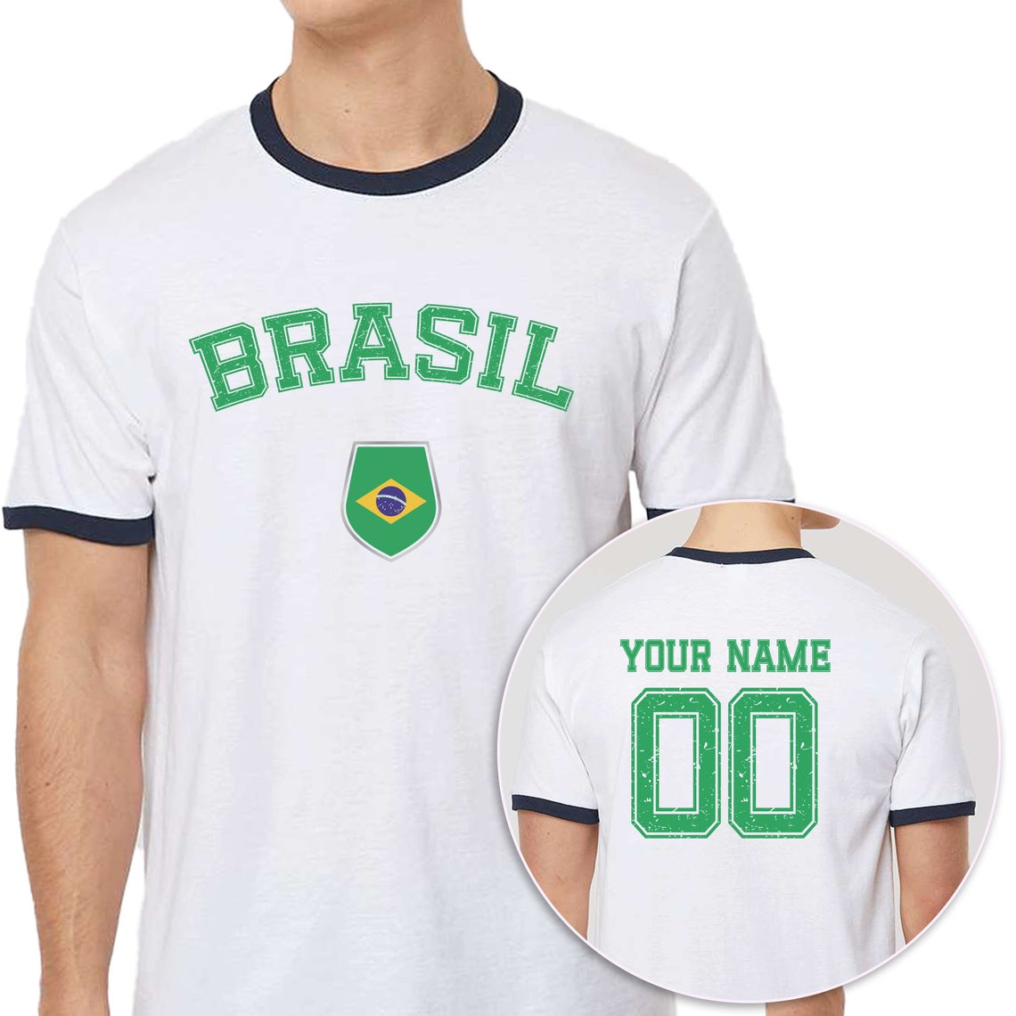 Custom Soccer Ringer T-shirt Front-back Print, Personalized Ringer ...