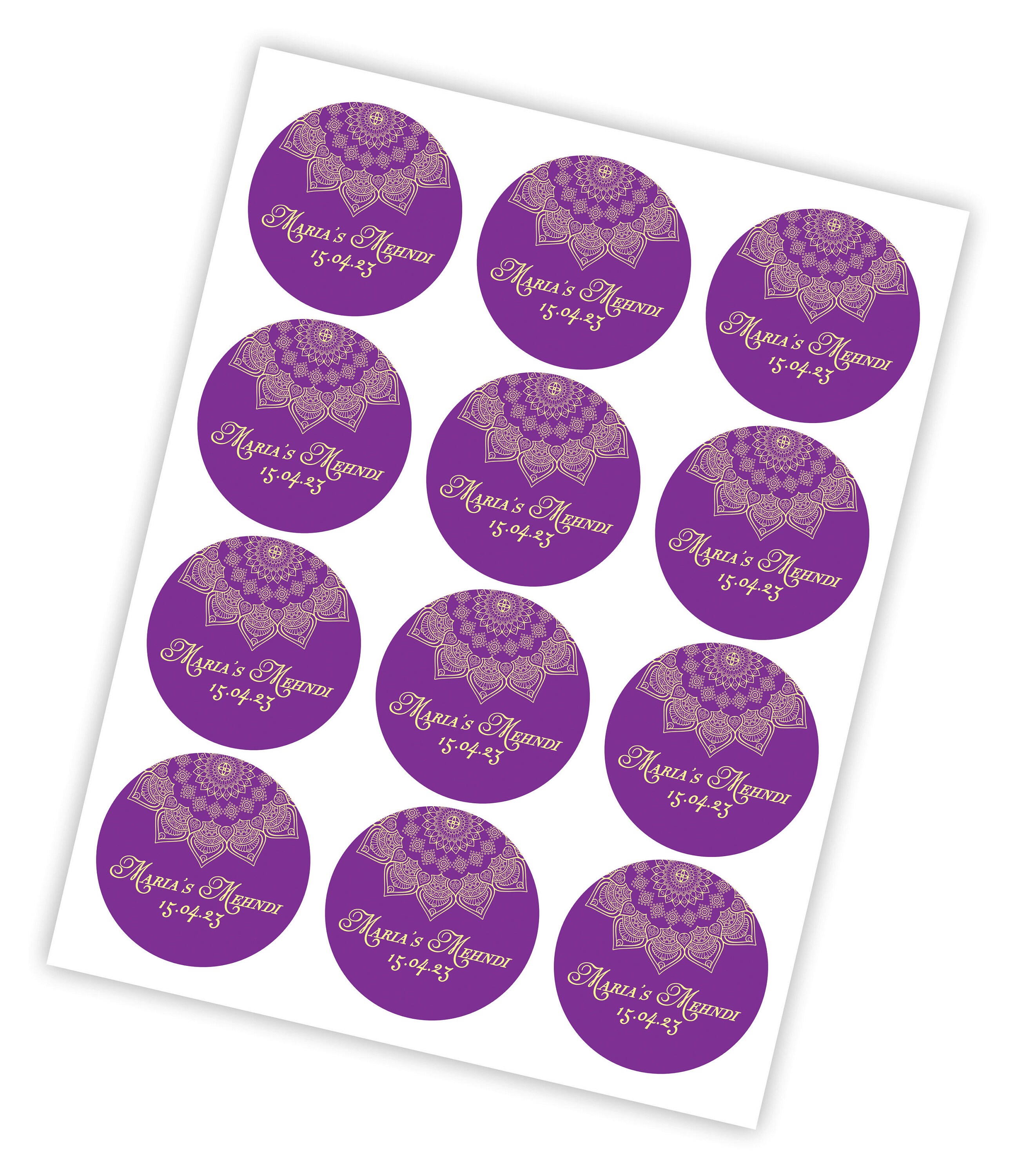 Personalized Mehndi Stickers, Custom Mehndi Stickers, Mehndi Nikkah ...