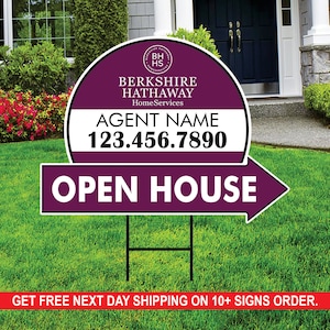 Berkshire Hathaway Open House Arrow Shaped Yard Signs 18" X 24", 2 ...