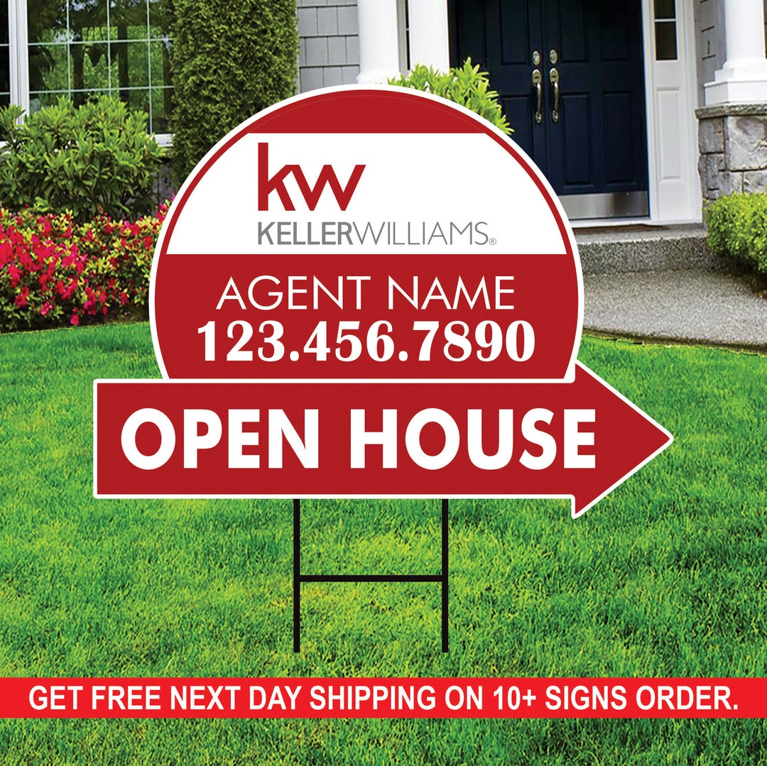 Keller Williams Open House Arrow Shaped Yard Signs 18" X 24", 2 Sided ...