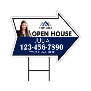 Custom Open House Arrow Yard Sign 18" X 24", 2 Sided Add Your Text ...