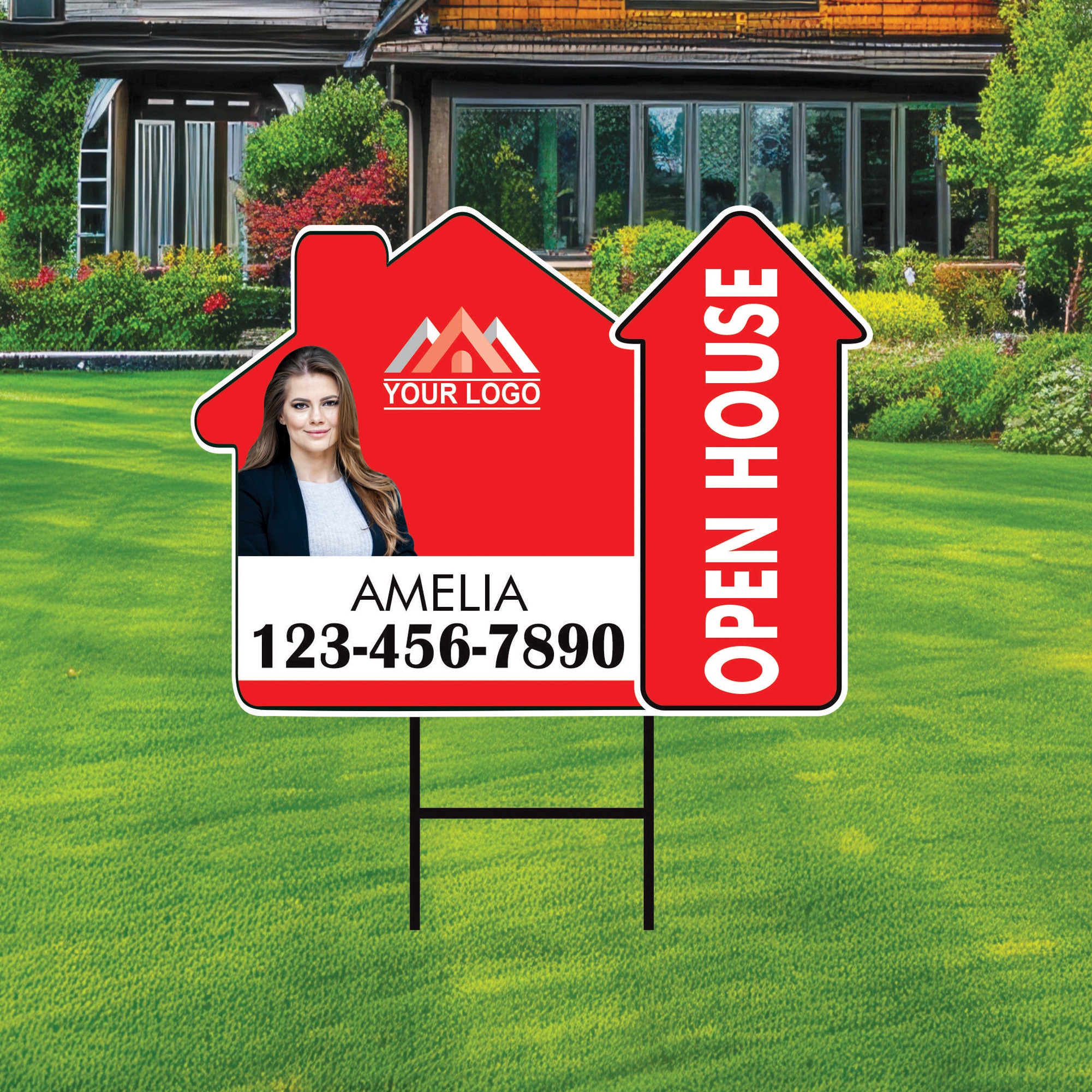 10 Pack Custom Open House Arrow Yard Sign 18