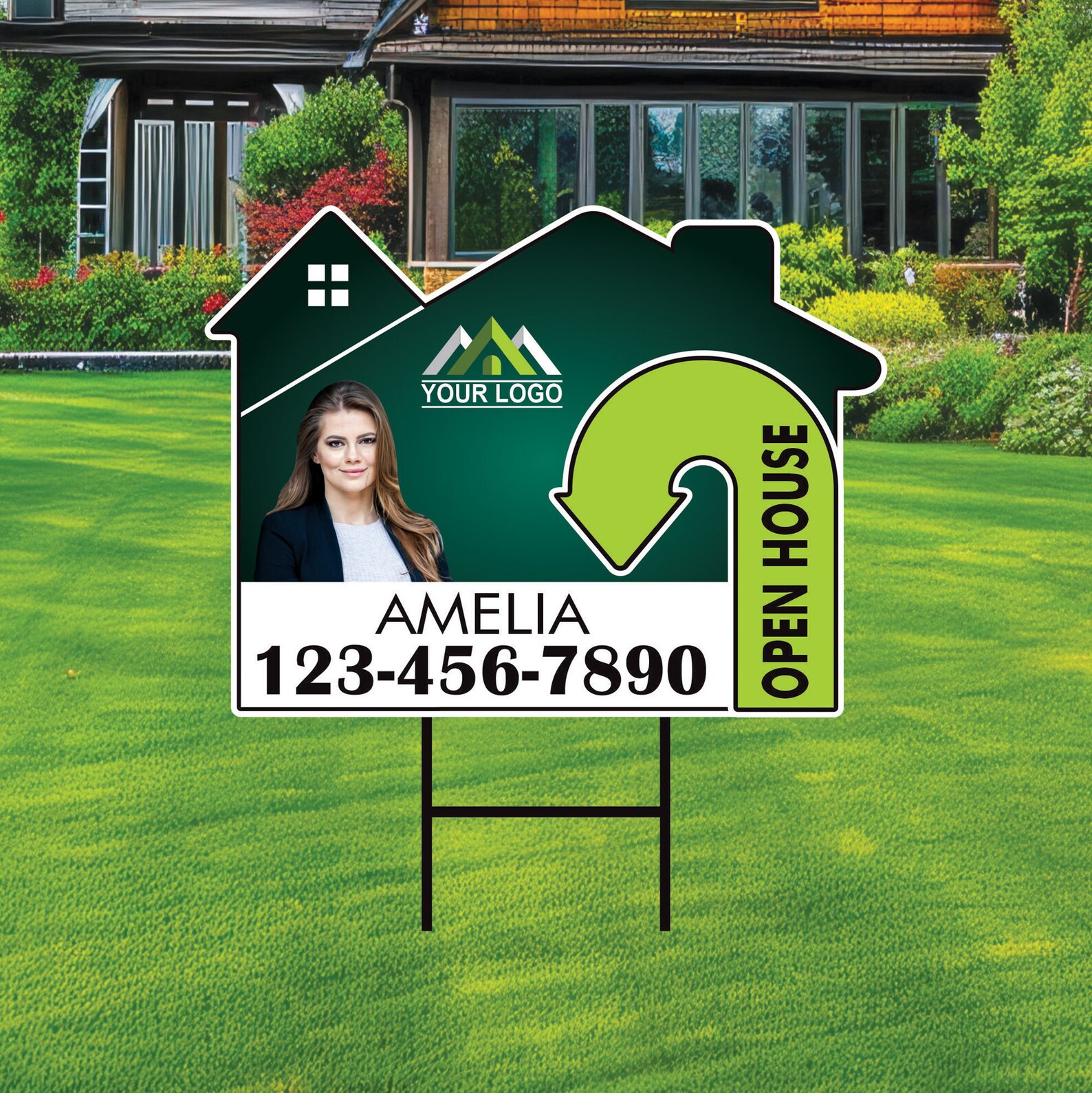 10 Pack Custom Open House Arrow Yard Sign 18