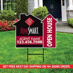 10 Pack Homesmart Custom Open House Arrow Yard Sign, 2 Sided Add Your ...
