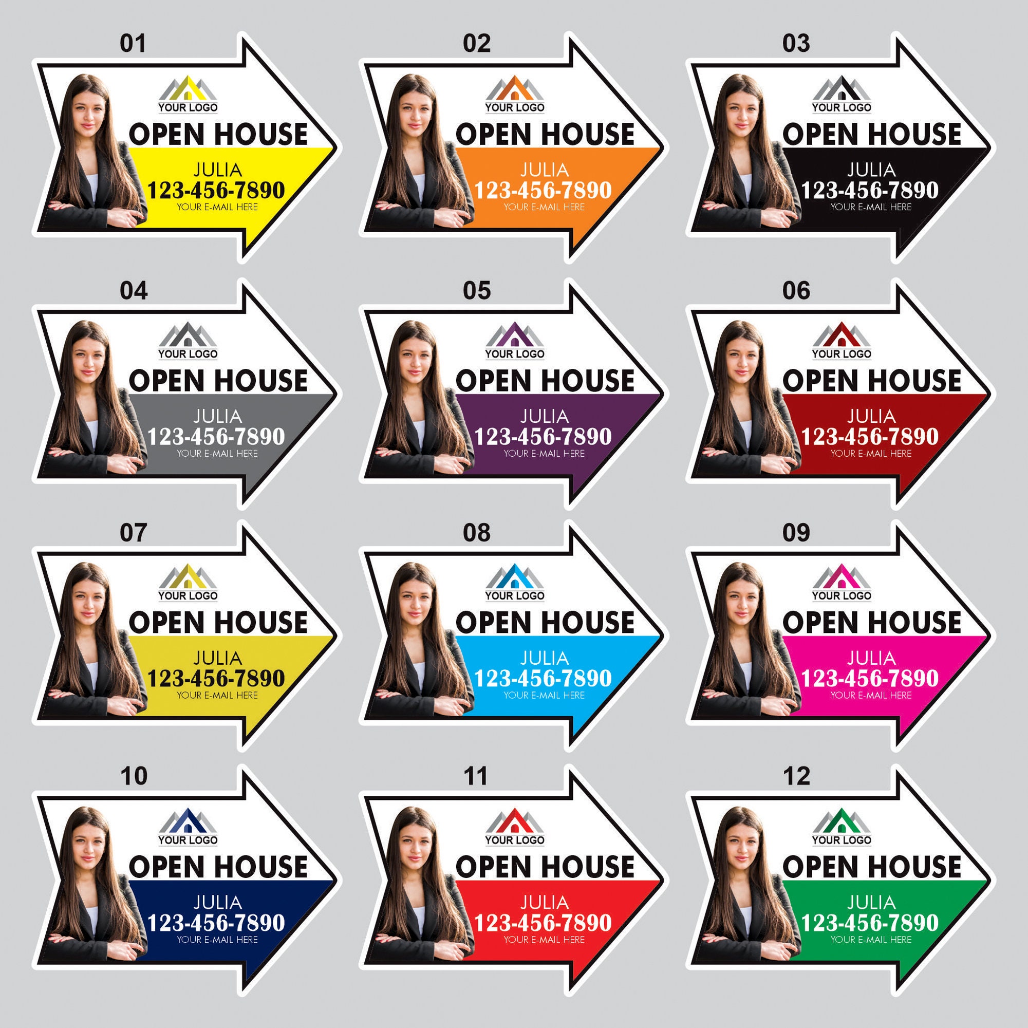 Custom Open House Arrow Yard Sign 18" X 24", 2 Sided Add Your Text ...