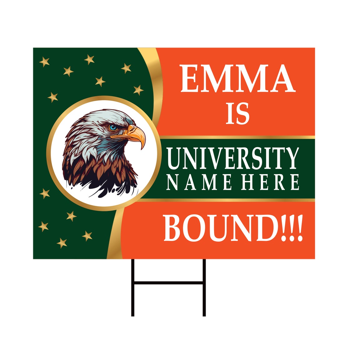Personalized College Bound Yard Sign, College Mascot Sign, Custom ...