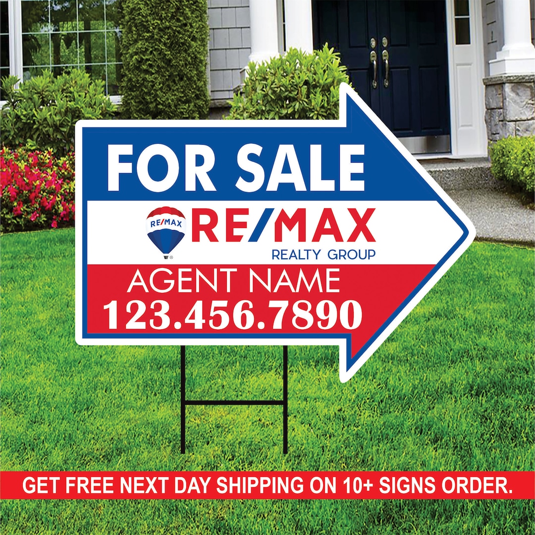 Remax for Sale Arrow Shaped Yard Signs 18" X 24", 2 Sided Coroplast ...