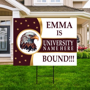 Personalized College Bound Yard Sign, College Mascot Sign, Custom ...