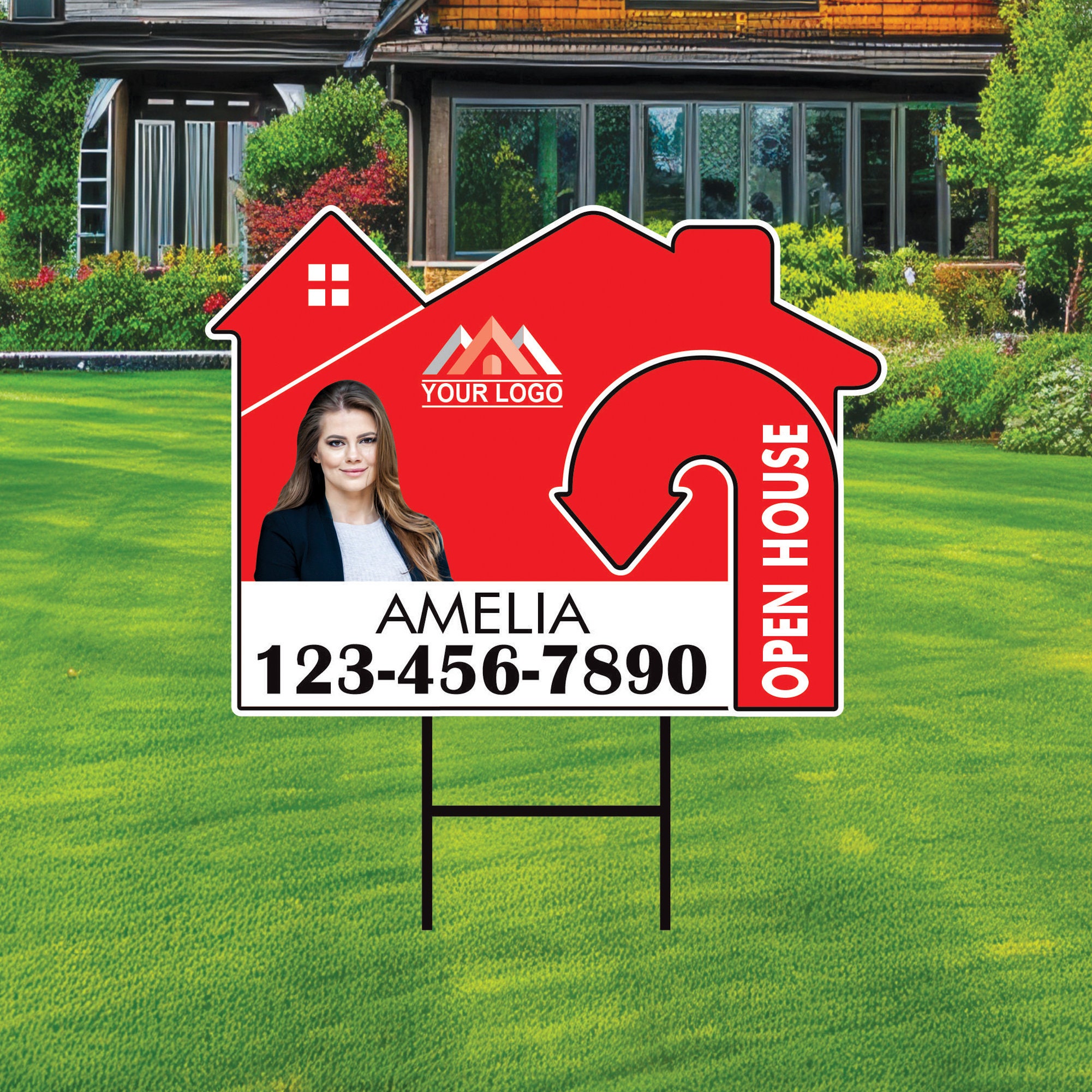 10 Pack Custom Open House Arrow Yard Sign 18