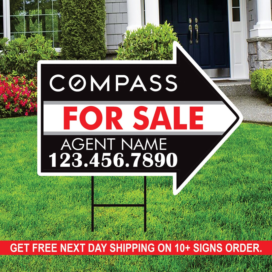 COMPASS for Sale Arrow Shaped Yard Signs 18" X 24", 2 Sided Coroplast ...