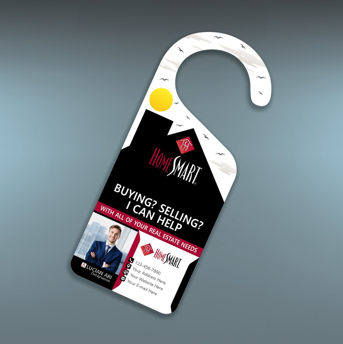 Homesmart Custom Real Estate Door Hanger, Personalized Realtor Doorknob ...