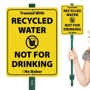 Recycled Water Safety Aluminum Sign - Do Not Drink Warning ...