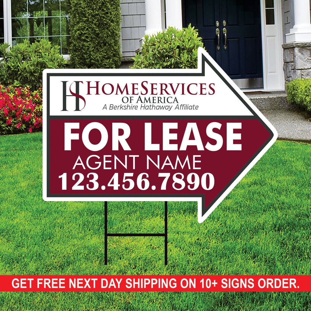 Homeservices for Lease Arrow Shaped Yard Signs 18" X 24", 2 Sided ...