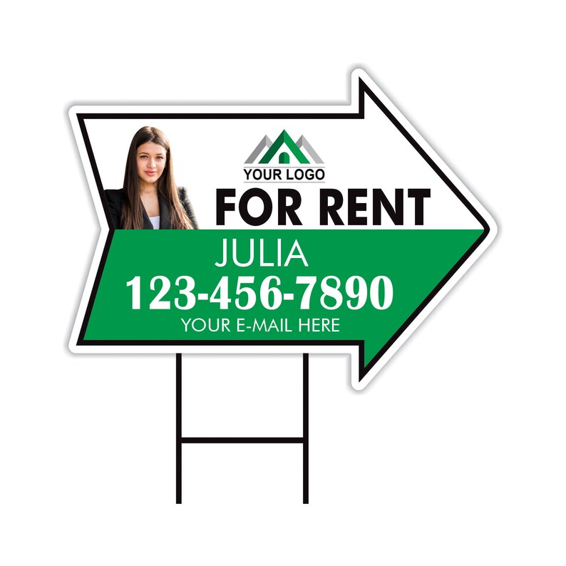 Custom for Rent Arrow Yard Sign 18" X 24", 2 Sided Add Your Text, Logo ...