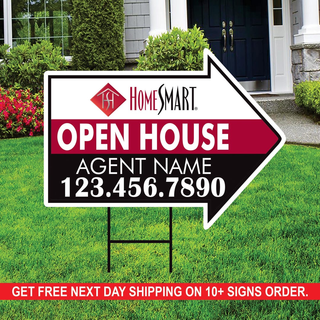 Home Smart Open House Arrow Shaped Yard Signs 18" X 24", 2 Sided ...