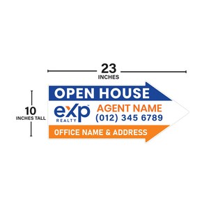2 Pack Exp Realty Open House Arrow Shaped Yard Signs 23" X 10 ...