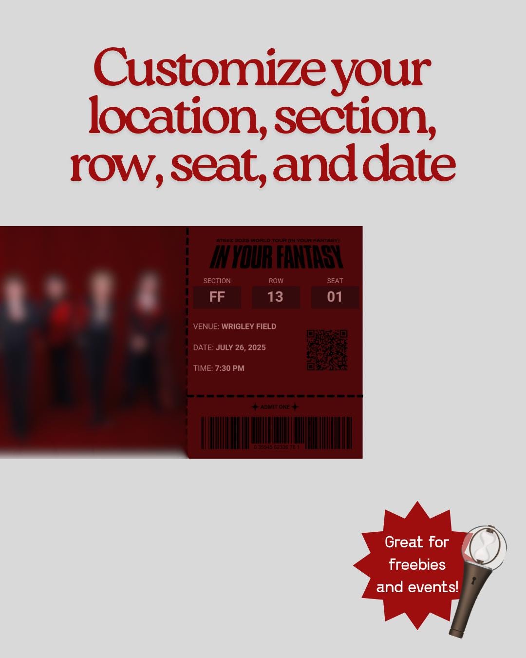 Customizable ATEEZ in Your Fantasy Concert Ticket Canva Template ...