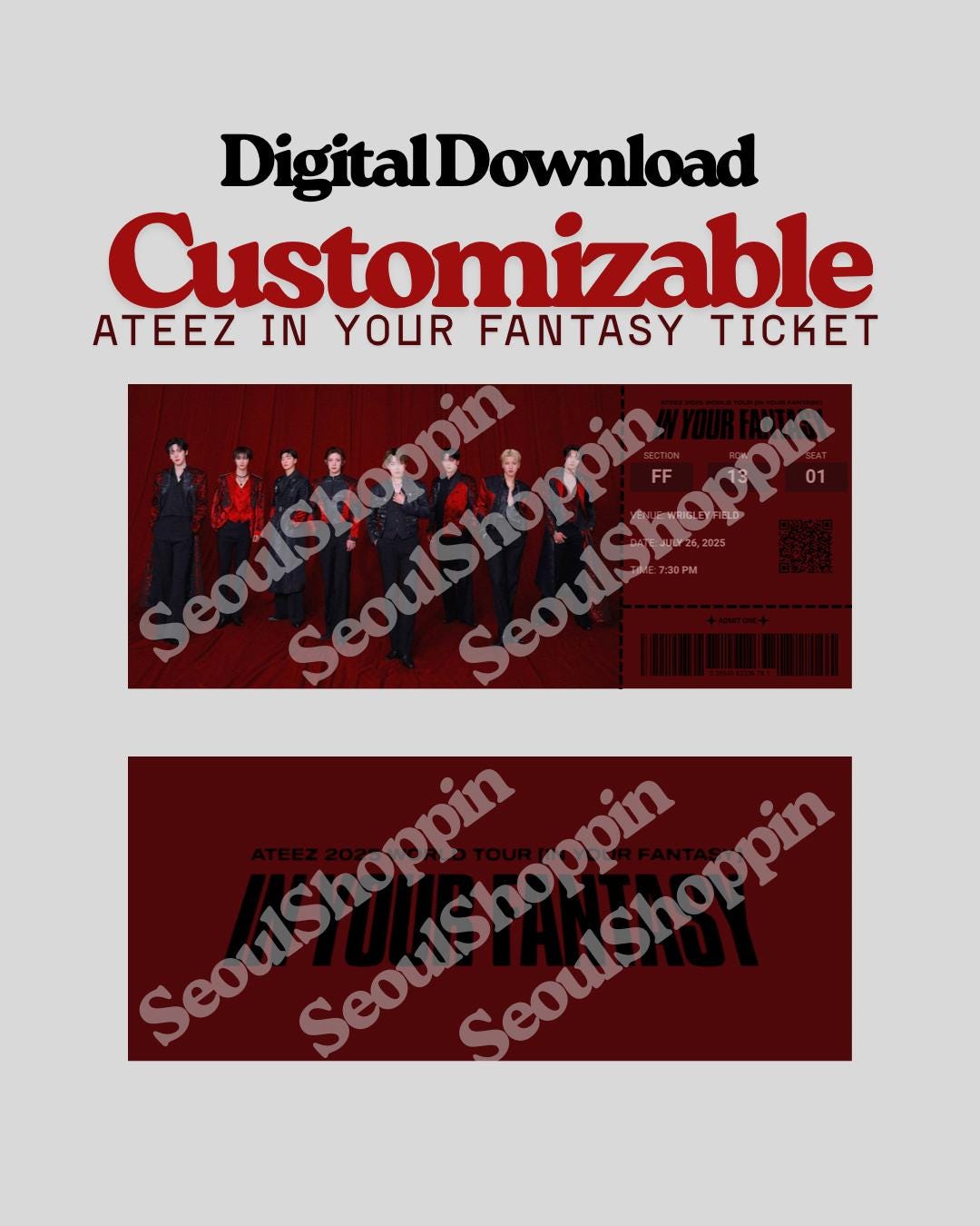 Customizable ATEEZ in Your Fantasy Concert Ticket Canva Template ...