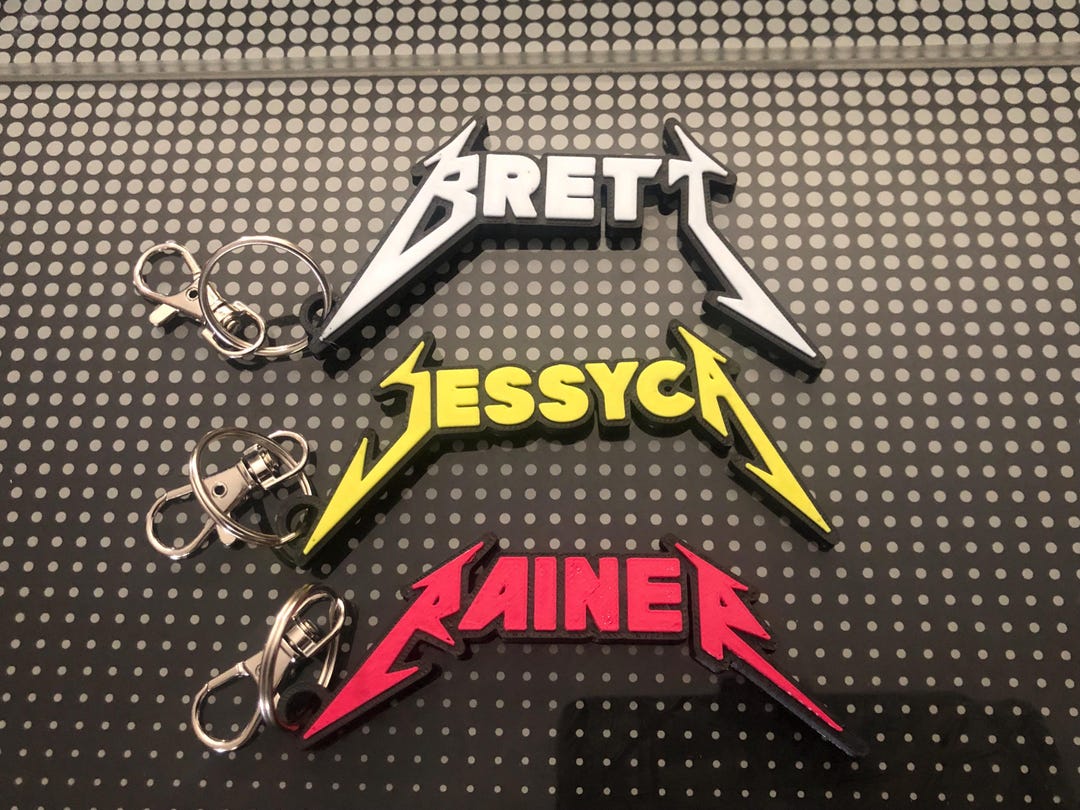 3d Printed Personalized Metal Rock Keychains I 70s 80s I Desk Sign I ...