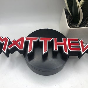 3d Printed Personalized Metal Rock Name Plate I 70s 80s I Desk Sign I ...