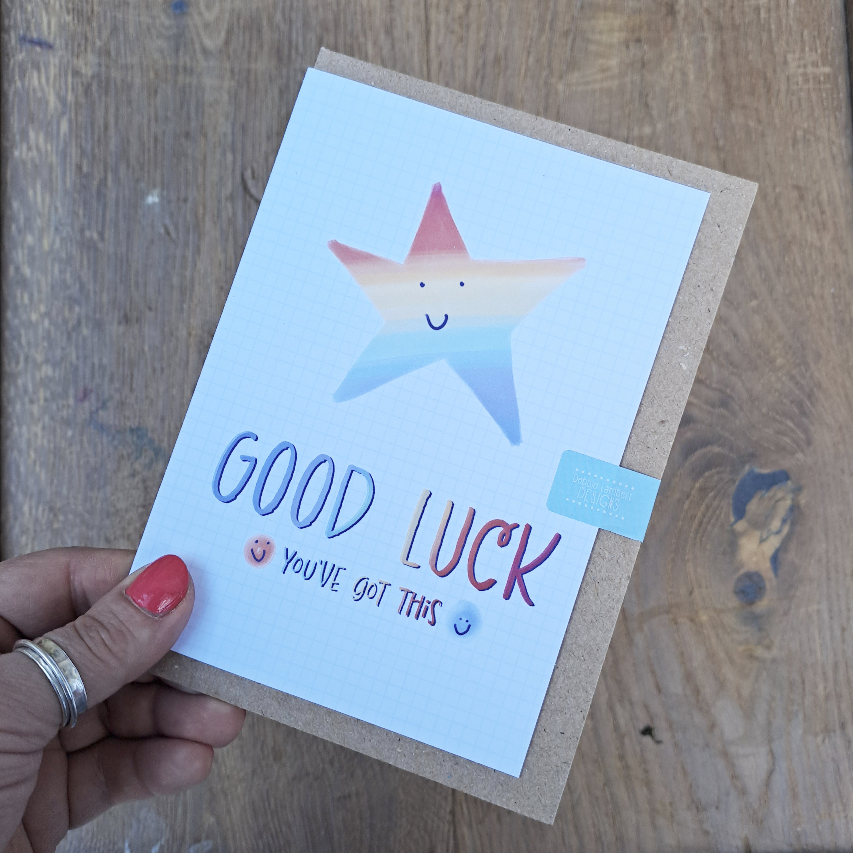 Contemporary Rainbow Star Good Luck Card - Etsy