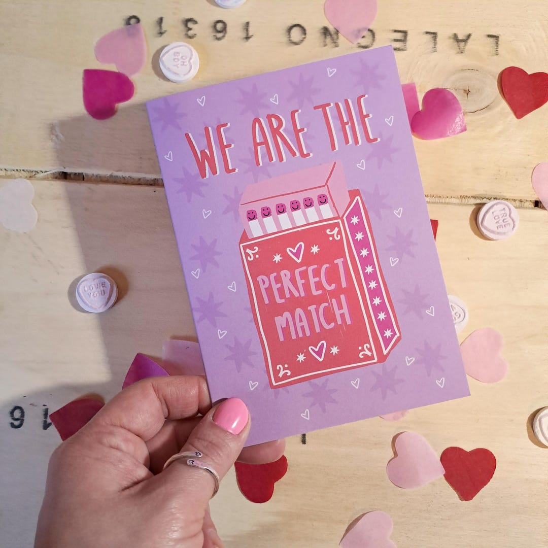 Perfect Match Valentine's Day Card - Etsy