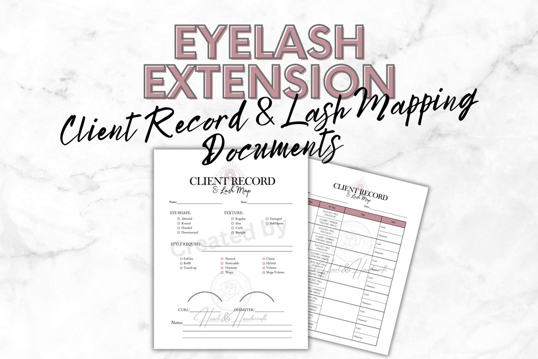 Eyelash Extension Client Record Form / Lash Map Document / Printable ...