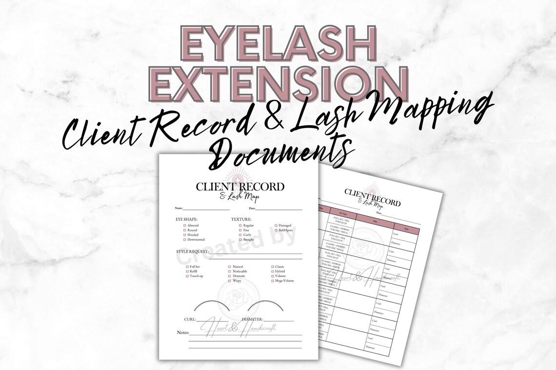 Eyelash Extension Client Record Form / Lash Map Document / Printable ...