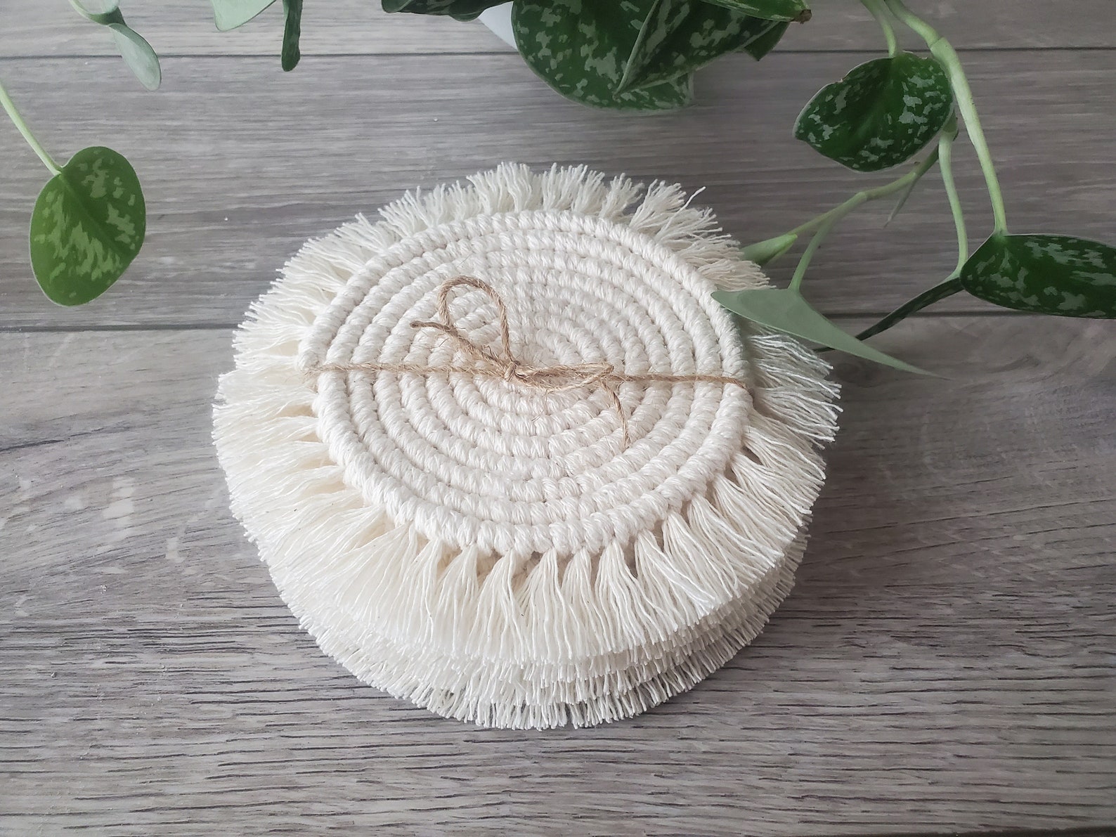 Macrame Coasters Set / Macrame Placemat Plant Mat Set / Round - Etsy Canada