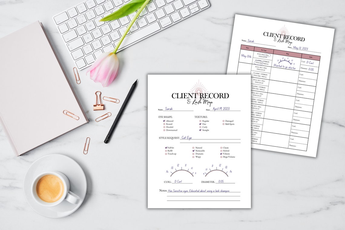Eyelash Extension Client Record Form / Lash Map Document / Printable ...