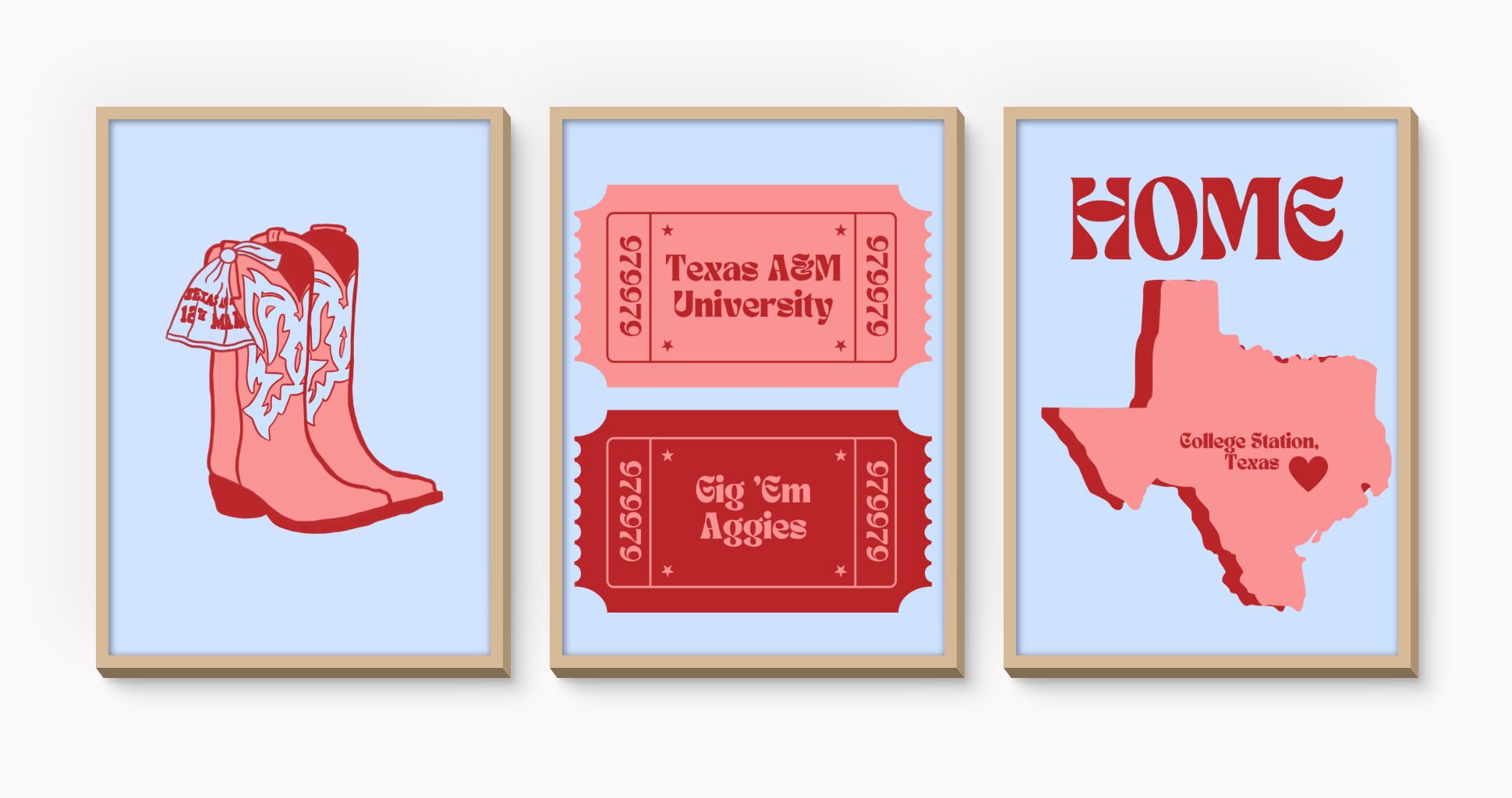 Texas A&M Poster Set Set of 3 Dorm Room Decor Posters - Etsy