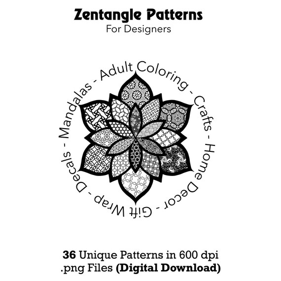 Seamless Zentangle Patterns 12 Inch Square Sheets 36 Original | Etsy