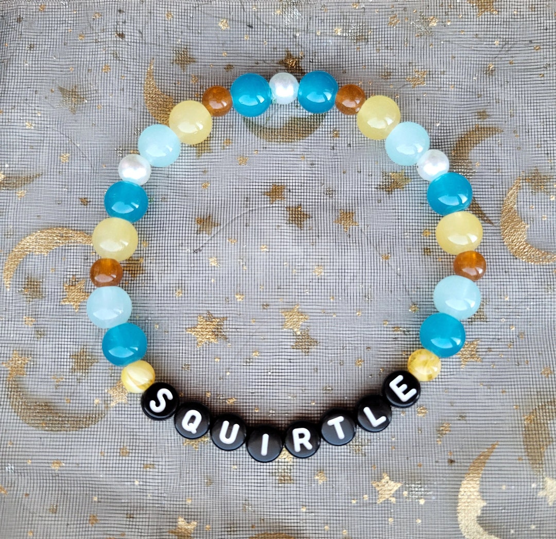 Pokemon Inspired Squirtle Glass Letter Bead Stretch Bracelet - Etsy