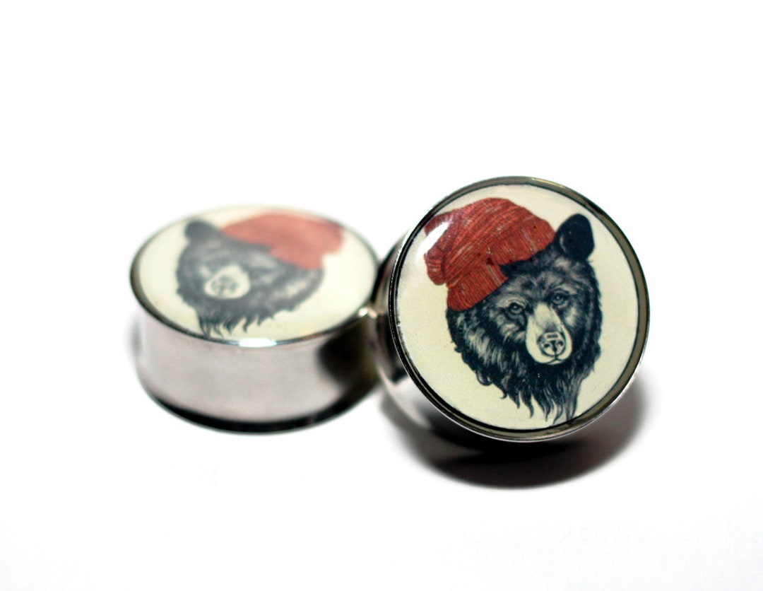 Pair of Bear Ear Plugs Gauges buy 2 Pairs, Get 1 Pair Free 18g, 16g, 2g ...