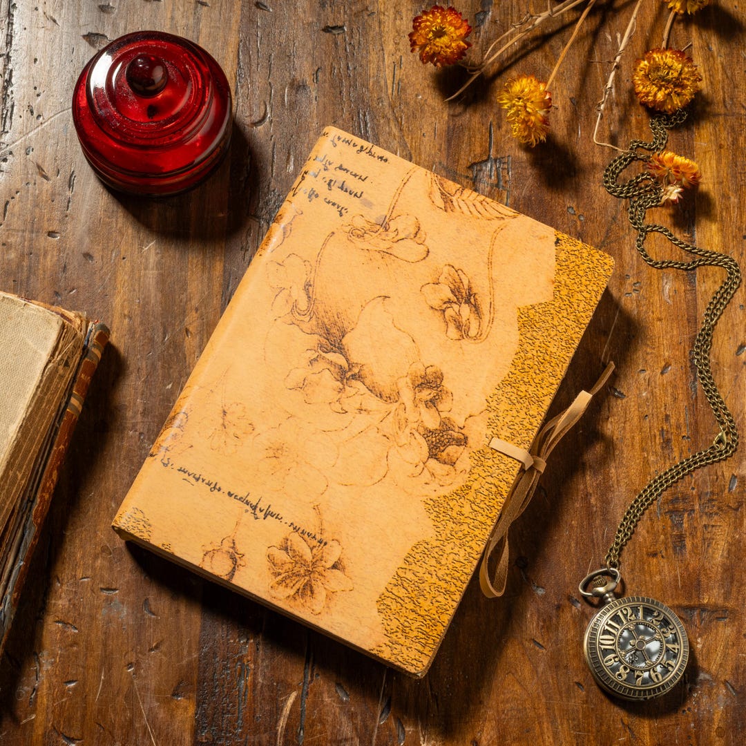 Davinci 'study of Flowers' Soft Italian Leather Journal, Notebook ...