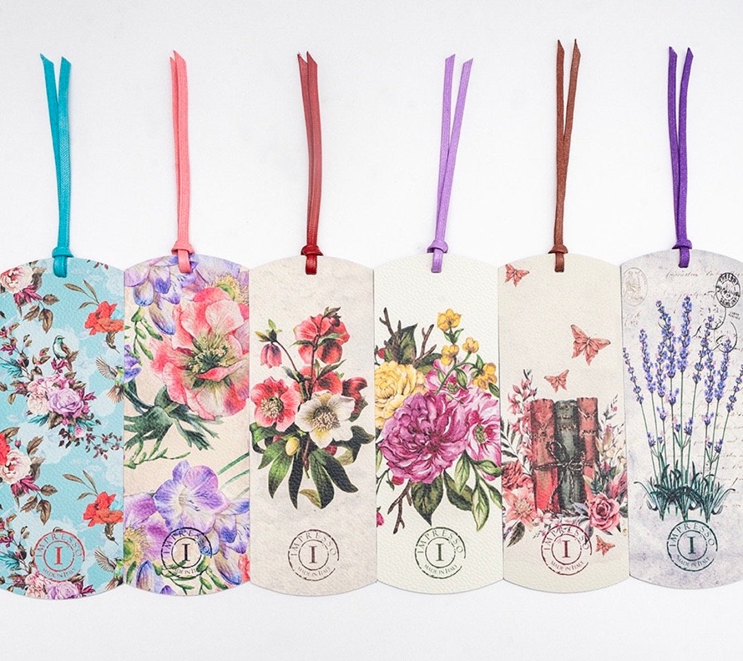 Floral Leather Handmade in Italy Bookmarks: Gift for Bookclub and ...