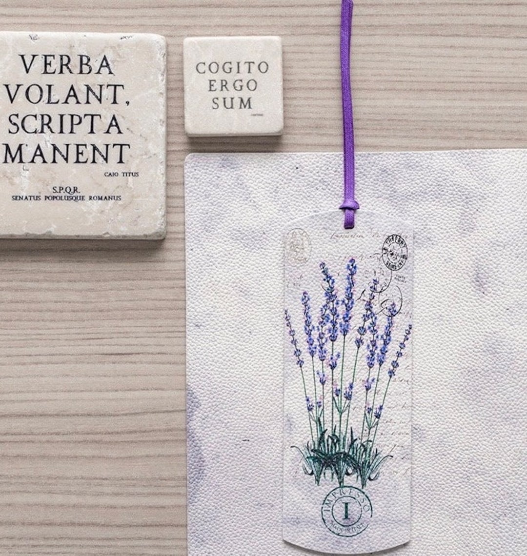 Lavender Script Italian Soft Leather Bookmark - Handmade in Italy ...