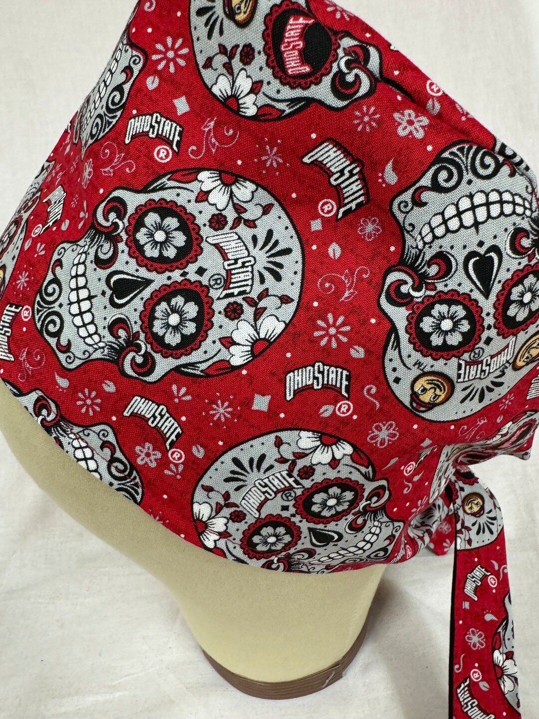 Men/women Surgical Scrub Cap Lined Ohio State Buckeye Sugar Skulls Cool ...