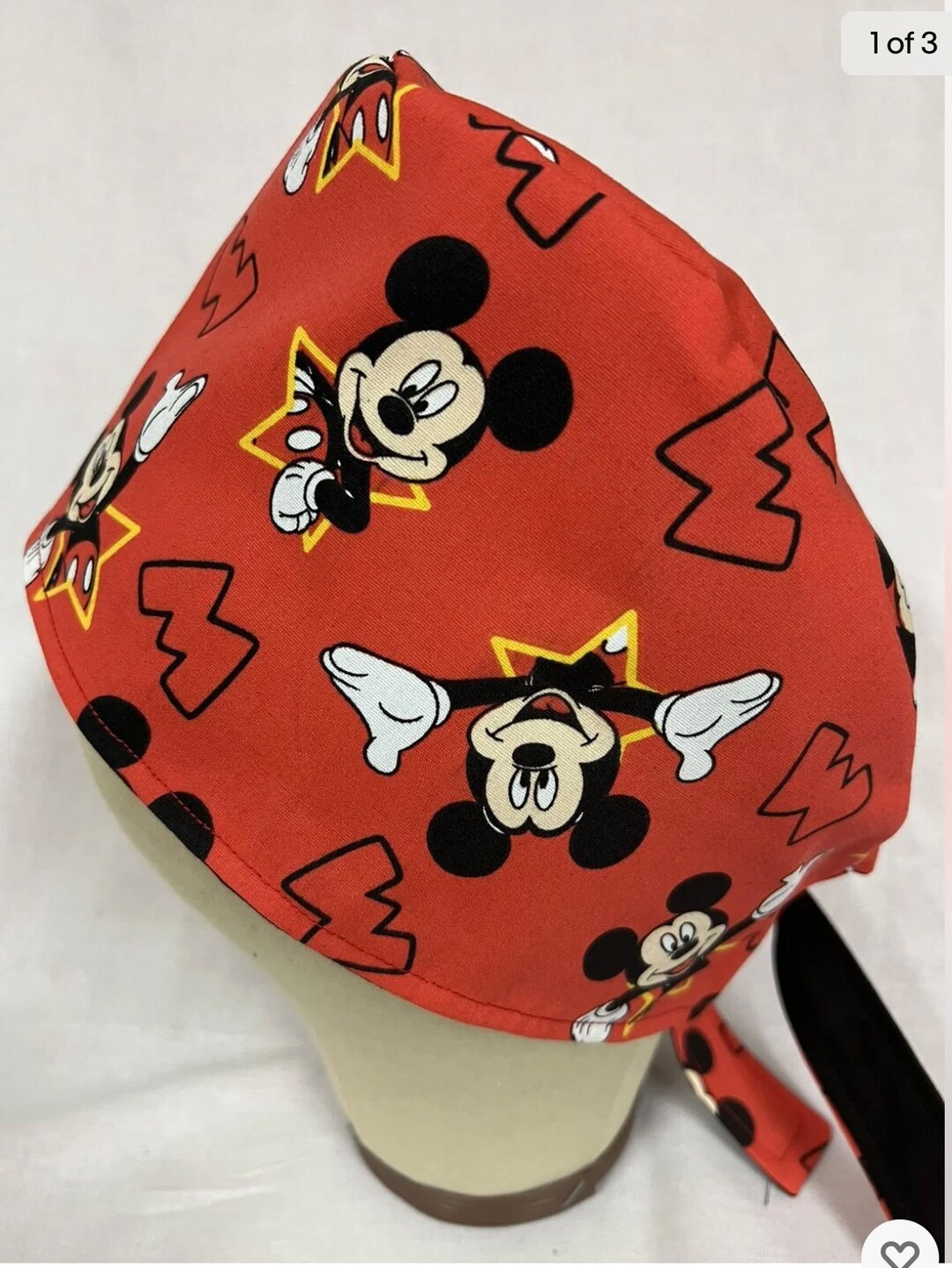 Men/women Surgical Scrub Cap Lined Mickey Mouse Tossed Head 100% Cotton ...